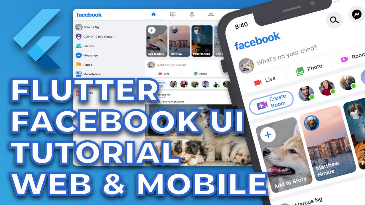 Flutter Facebook Clone Responsive Ui Tutorial Web And Mobile Youtube