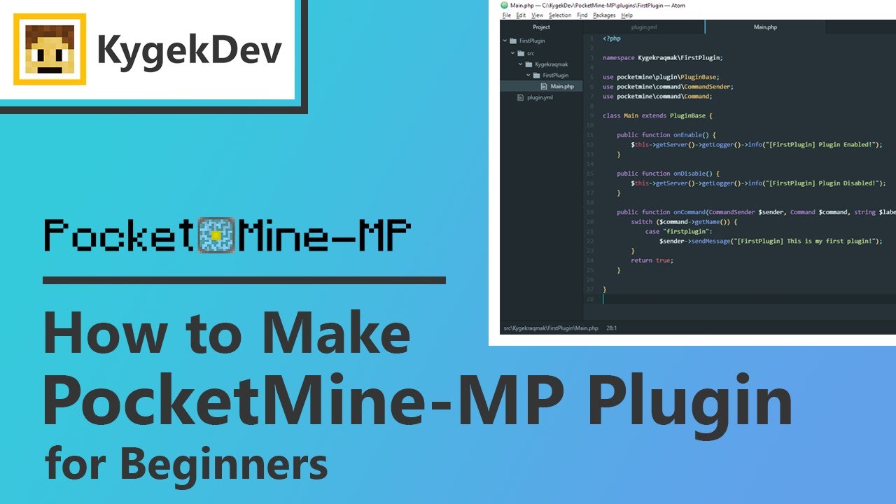 Pm3 How To Make Your First Pocketmine Mp Plugin For Beginners Youtube