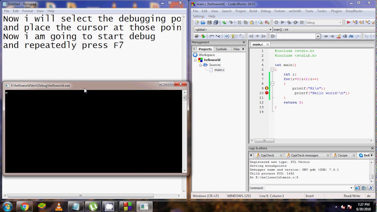 How To Debug In Codeblocks Youtube