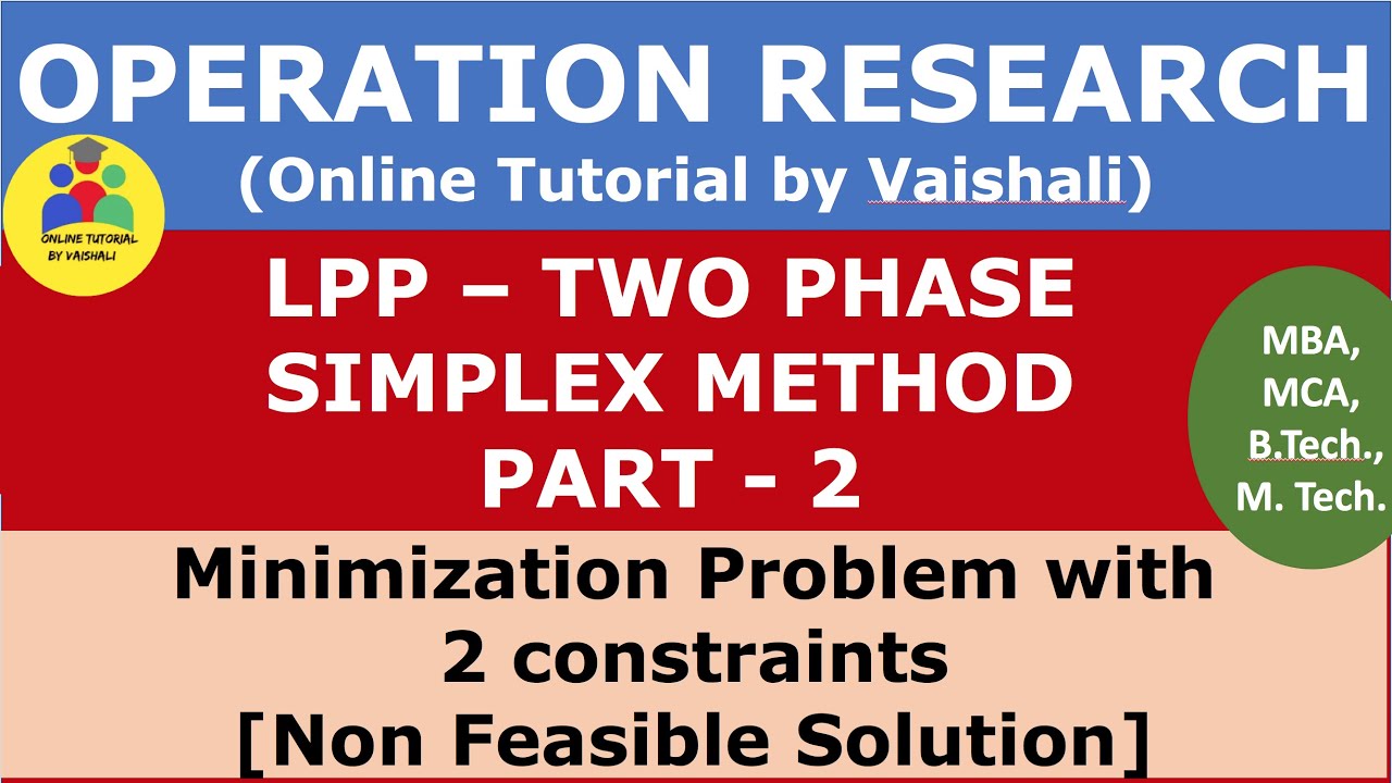 Two Phase Simplex Method Minimization Problem In Lpp Operation