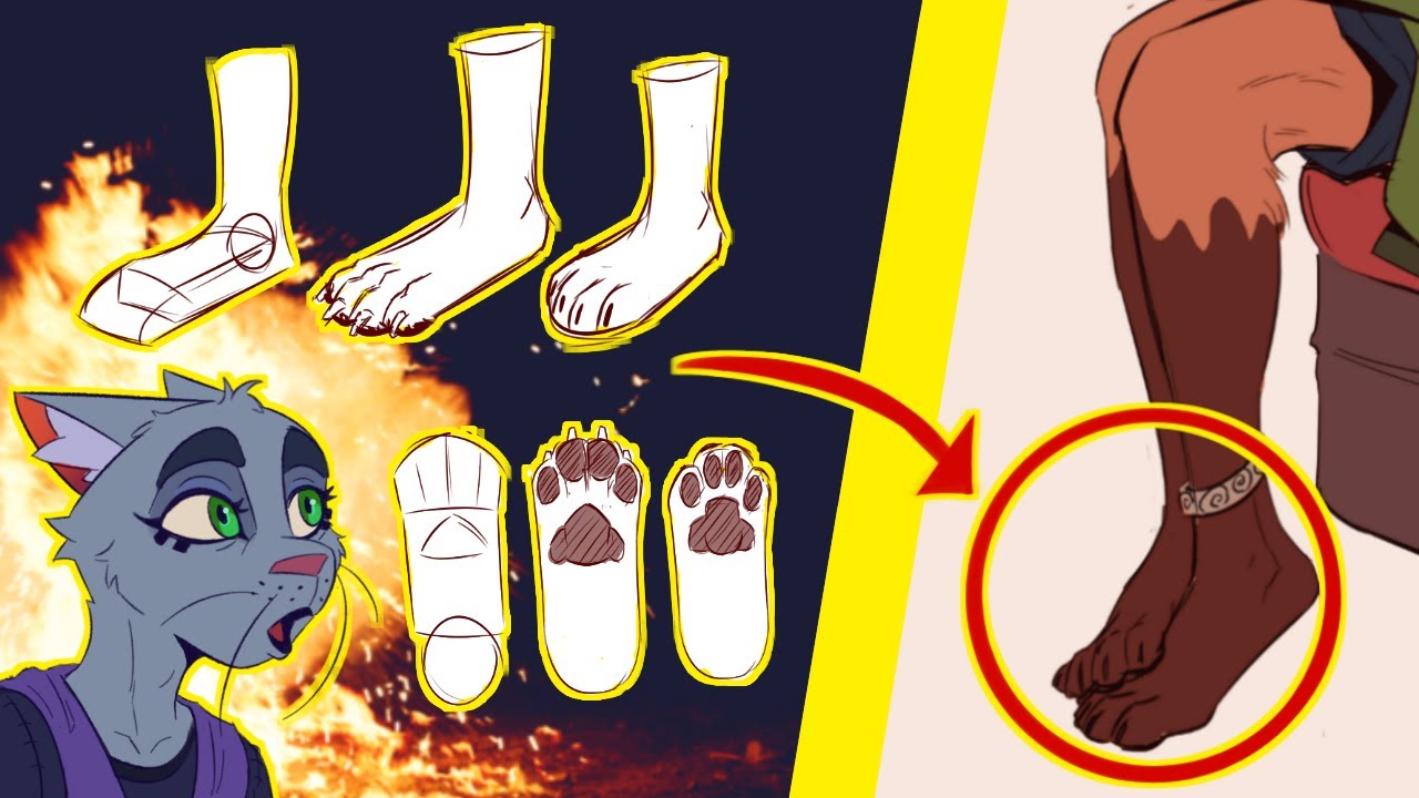 How I Draw Feet For Anthro Furry Characters Digitigrade Plantigrade