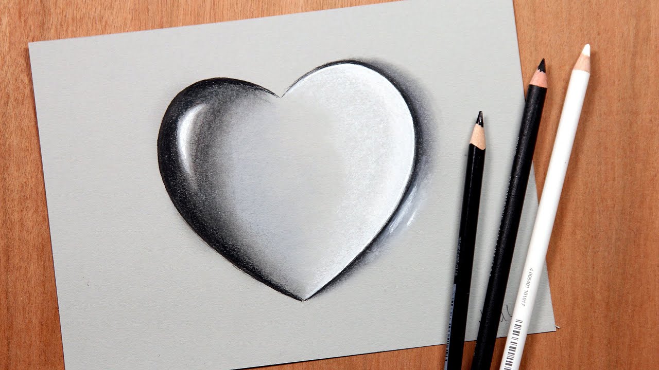 How To Draw 3d Heart Water Drop Illusion Youtube