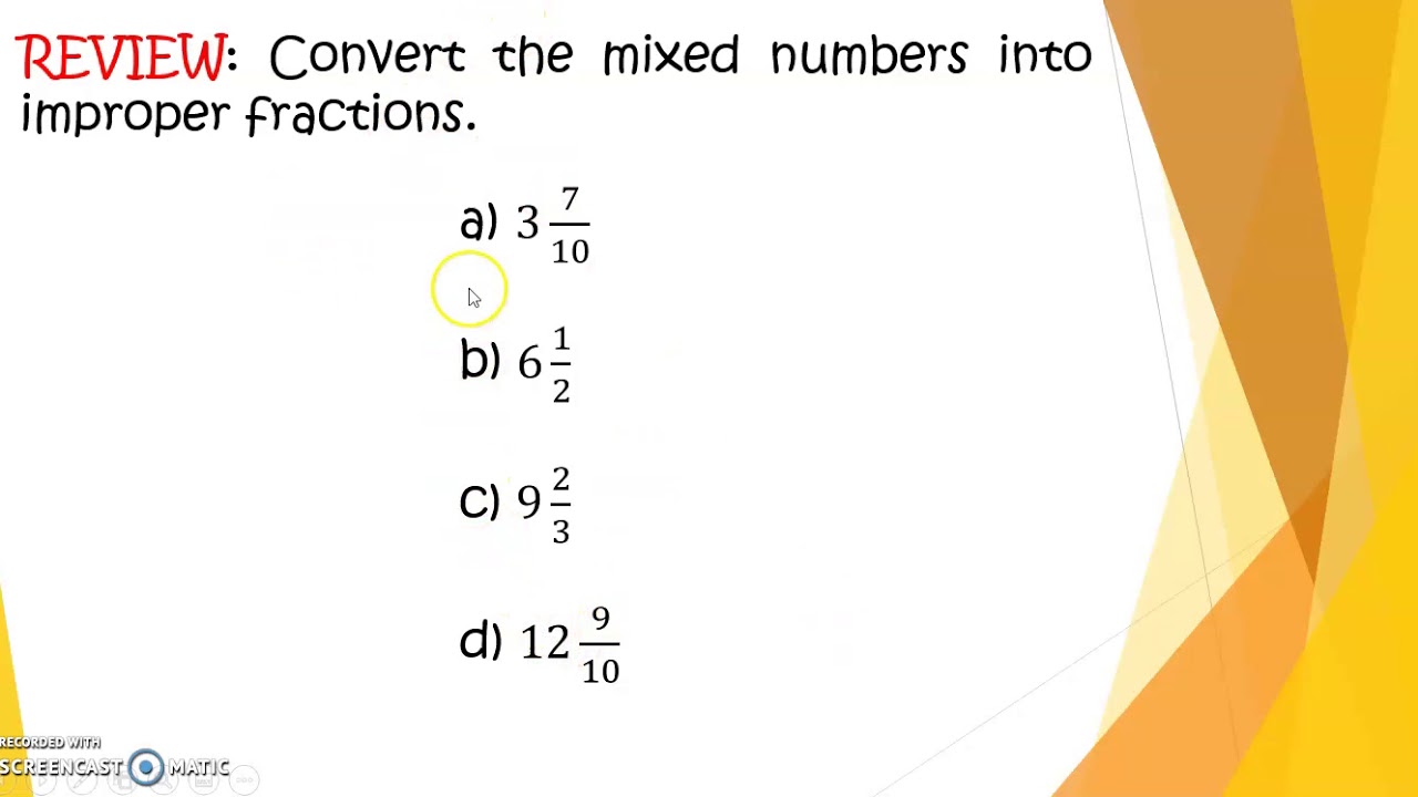 Mixed Numbers Youtube