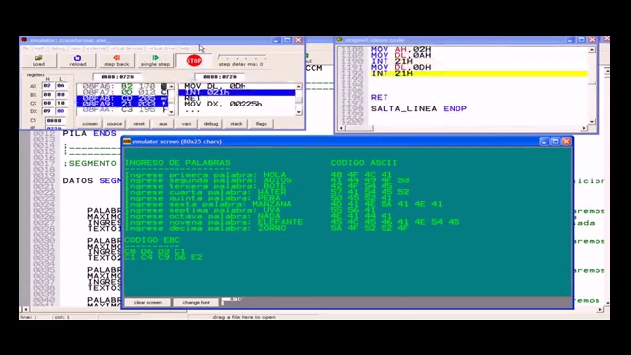 Programa En Emu8086 Youtube