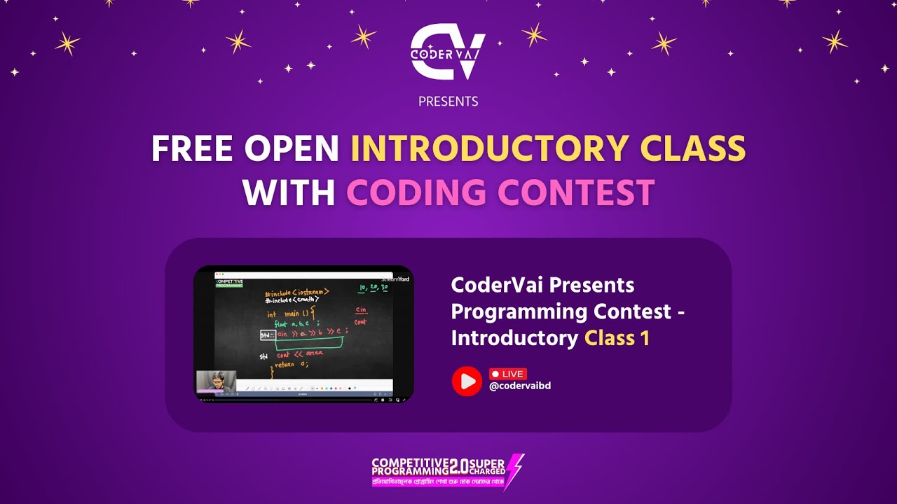 Codervai Presents Programming Contest Introductory Class 1 Youtube