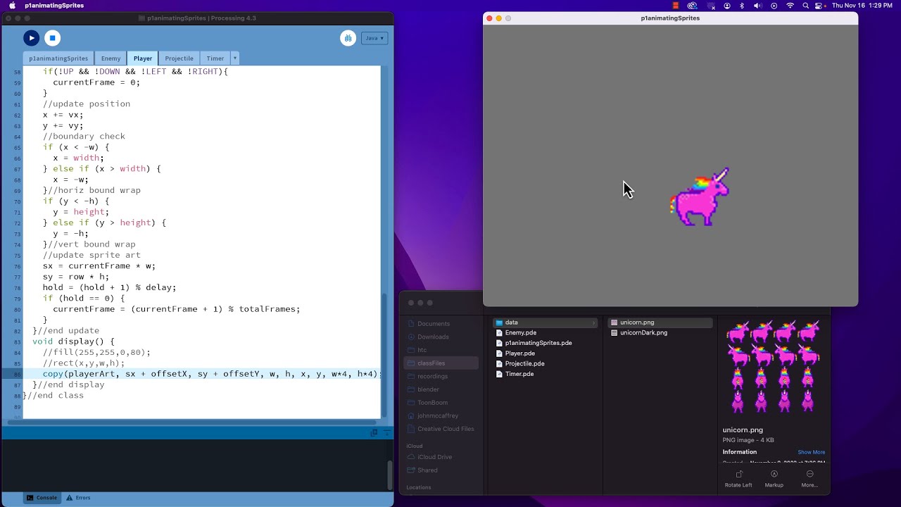 Programming Animated Sprites In Processing Youtube