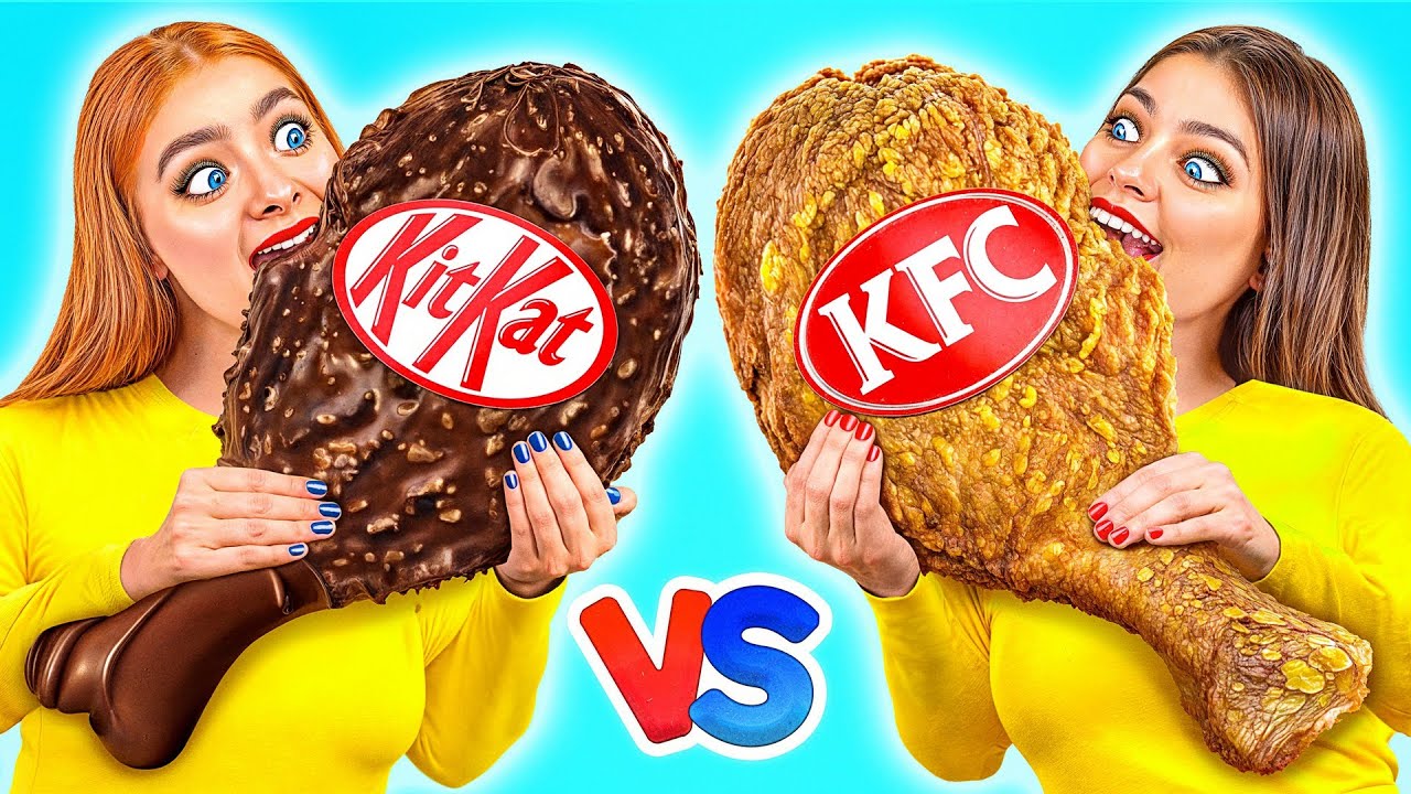 Real Food Vs Chocolate Food Challenge Funny Kitchen Hacks By Multi Do