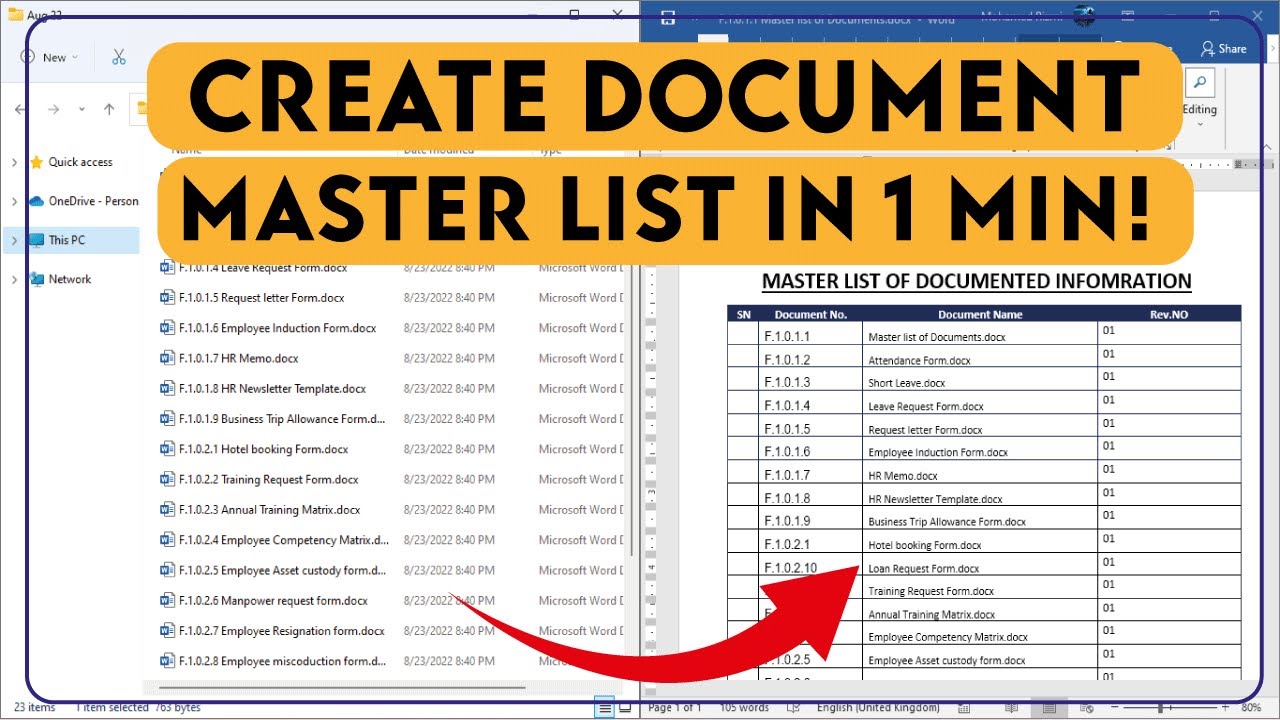 Creating Document Master List In 1 Minute An Easy Way To Create