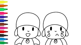 Dibuja Y Colorea A Pocoyó Feliz Vs Pocoyó Triste Dibu Doovi