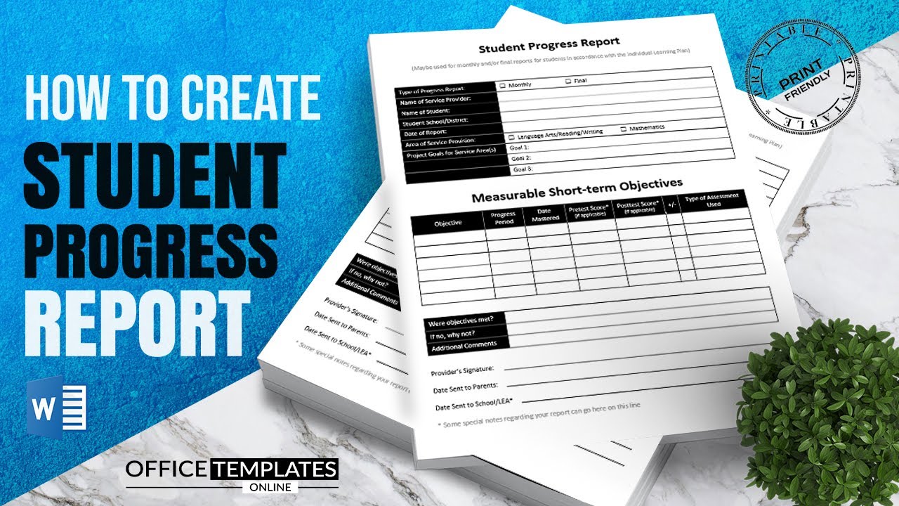 How To Make Student Progress Report In Ms Word Diy Tutorial Youtube