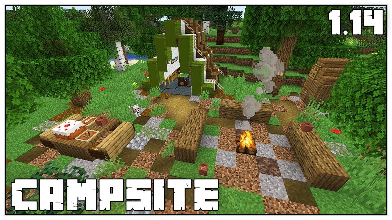 Minecraft 1 14 How To Build A Campsite New Campfire Youtube