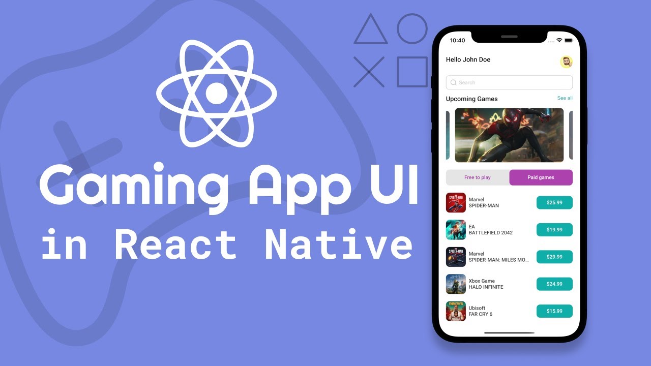 Gaming App Ui In React Native With React Navigation 6 Youtube