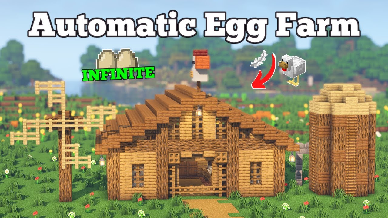 Minecraft Automatic Egg Farm Chicken Coop Bedrock Java Tutorial