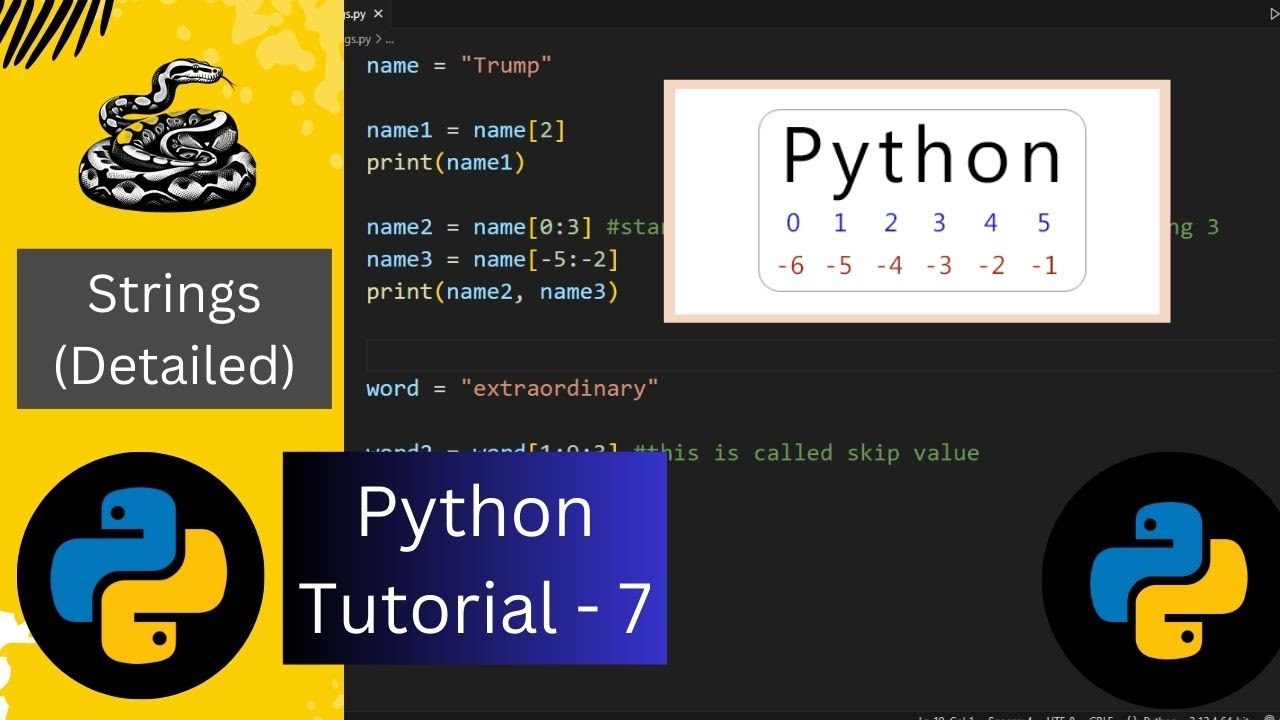 Strings Python Tutorial 7 Python Full Course Python Strings