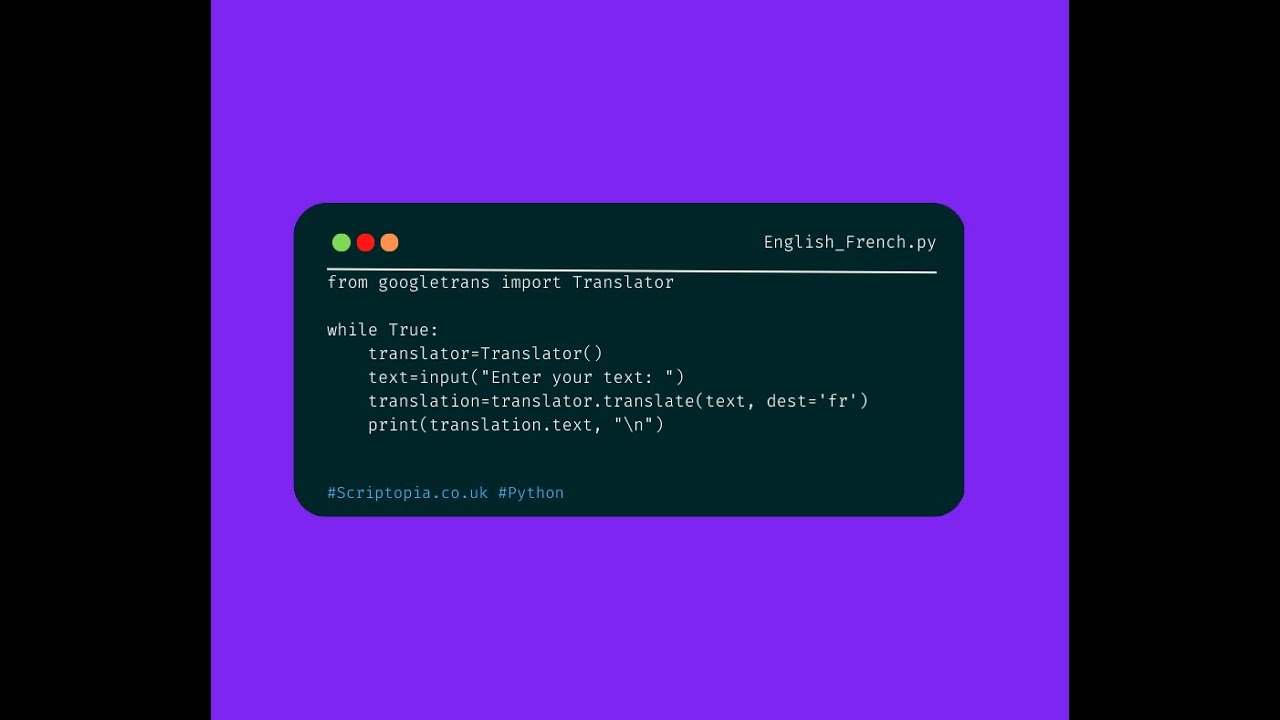 Python Googletrans Translate English To French Youtube