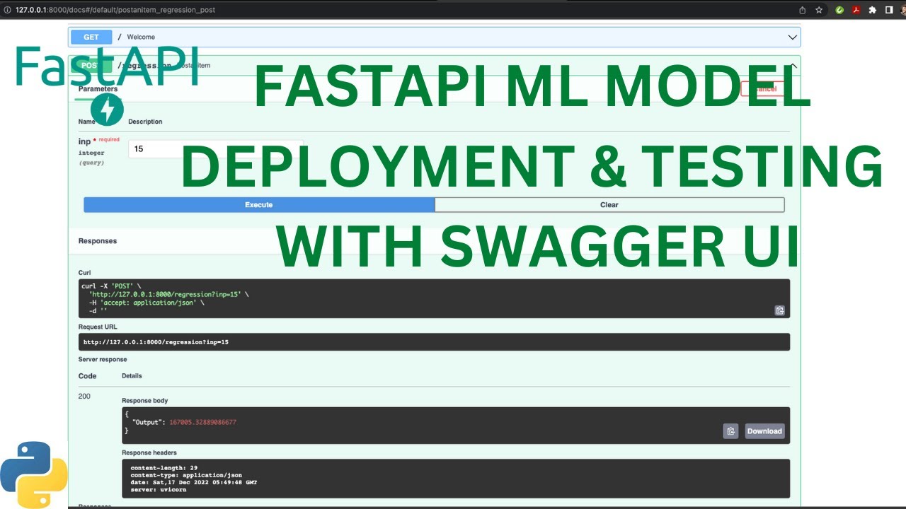 Fastapi Ml Model Deployment Testing With Swagger Ui Tutorial Youtube