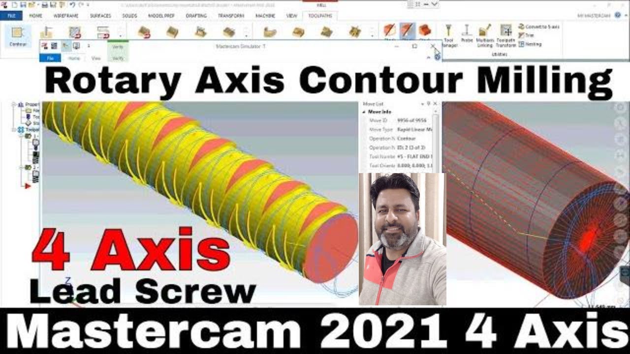 Mastercam 2021 4 Axis Tutorial How To Create Lead Screw In Mastercam