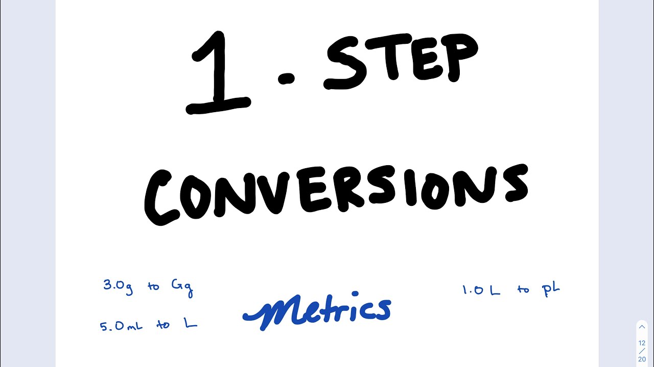 Dimensional Analysis 1 Step Conversions Metric To Metric With Cc