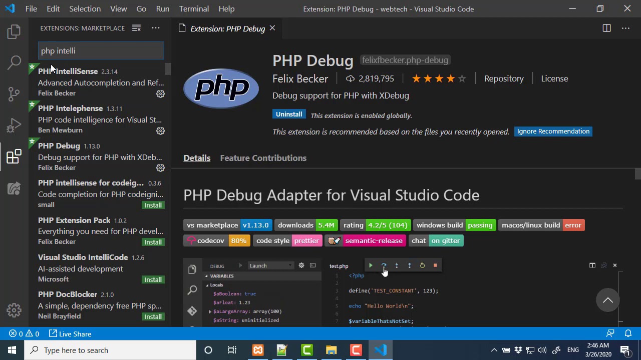 04 Php Course How To Install Php Extensions In Vs Code Youtube