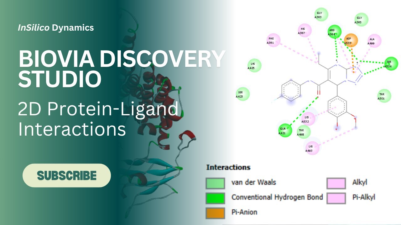 Protein Ligand Interaction 2d Figure In Discovery Studio Visualizer