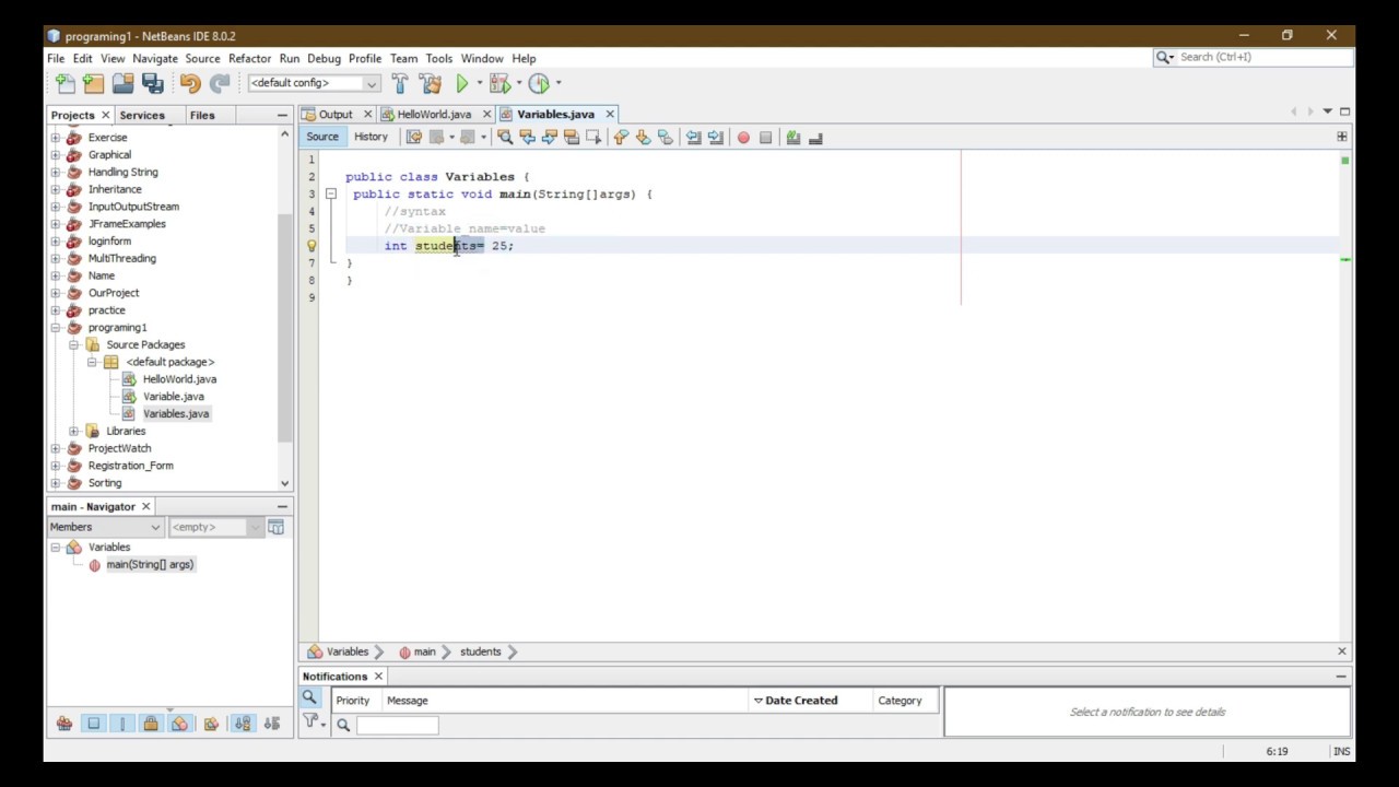 How To Declare A Variables In Java Using Netbeans Youtube