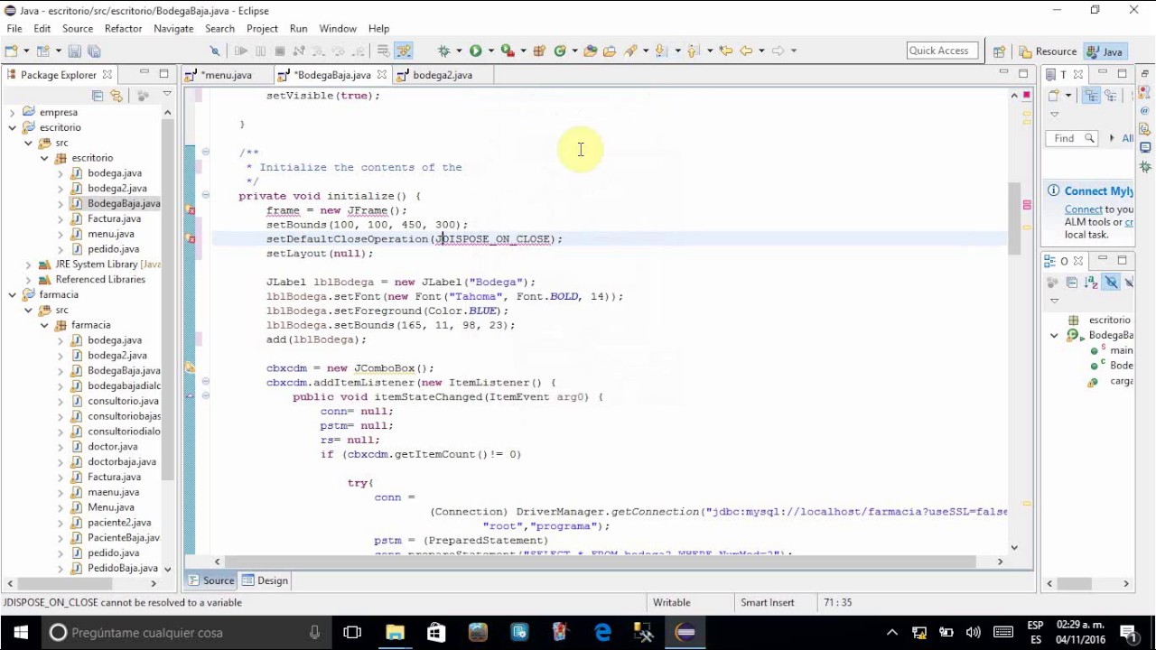 Como Hacer Un Escritorio Para Un Menu Con Java En Eclipse Youtube