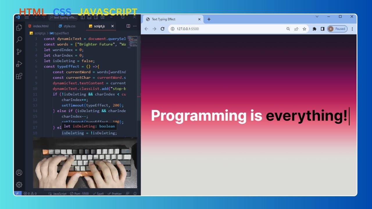 Asmr Programming Text Typing Effect In Html Css And Javascript With