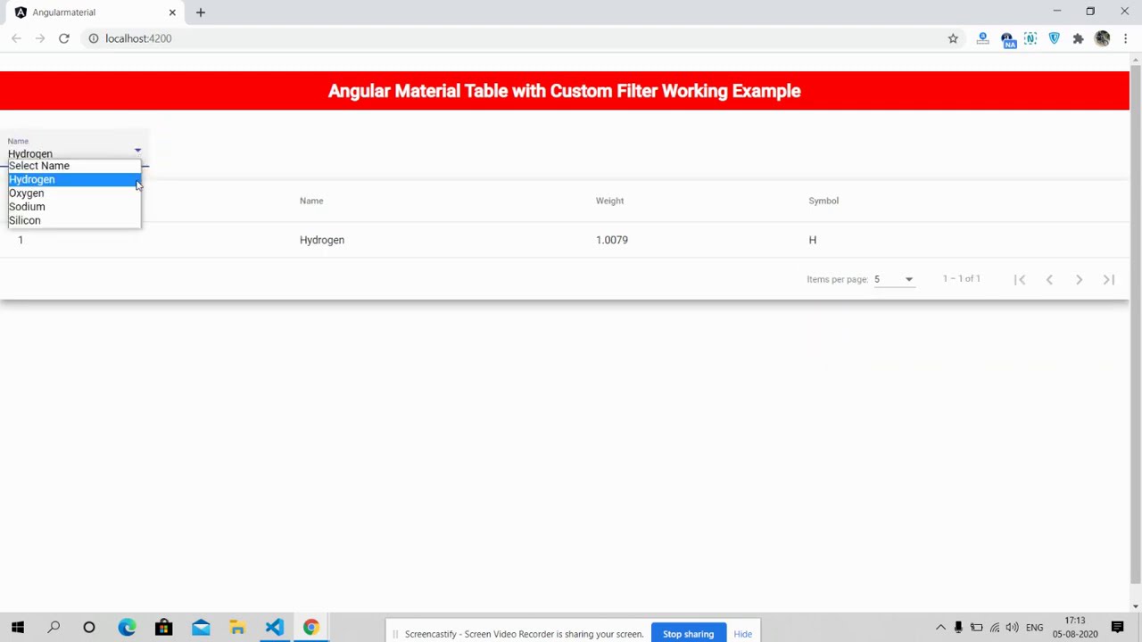 Angular Material Table With Custom Filters Youtube