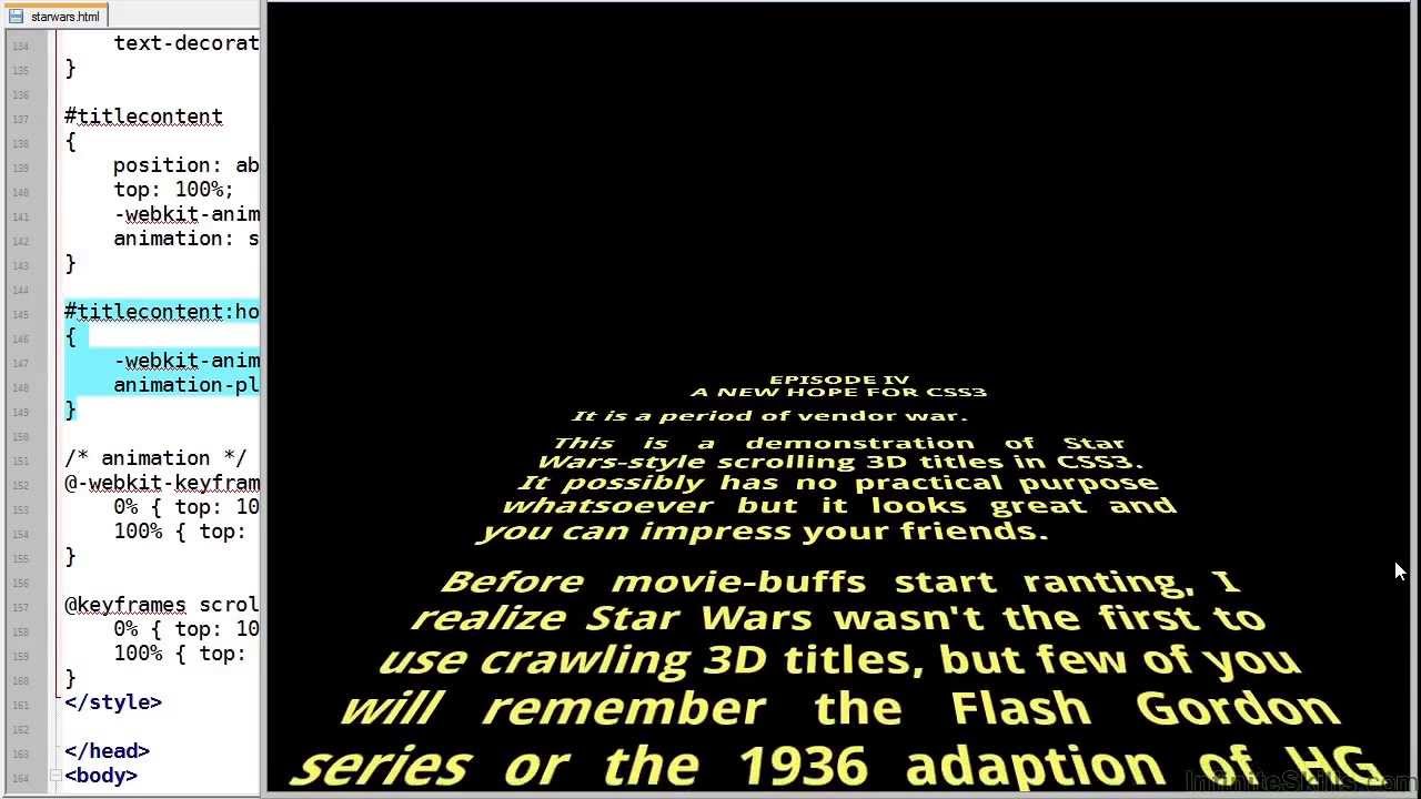 Css3 Transformations And Animations Tutorial Star Wars Scrolling