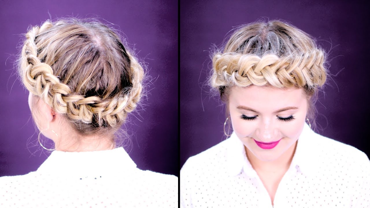 How To Halo Crown Dutch Braid Short Hair Tutorial Youtube