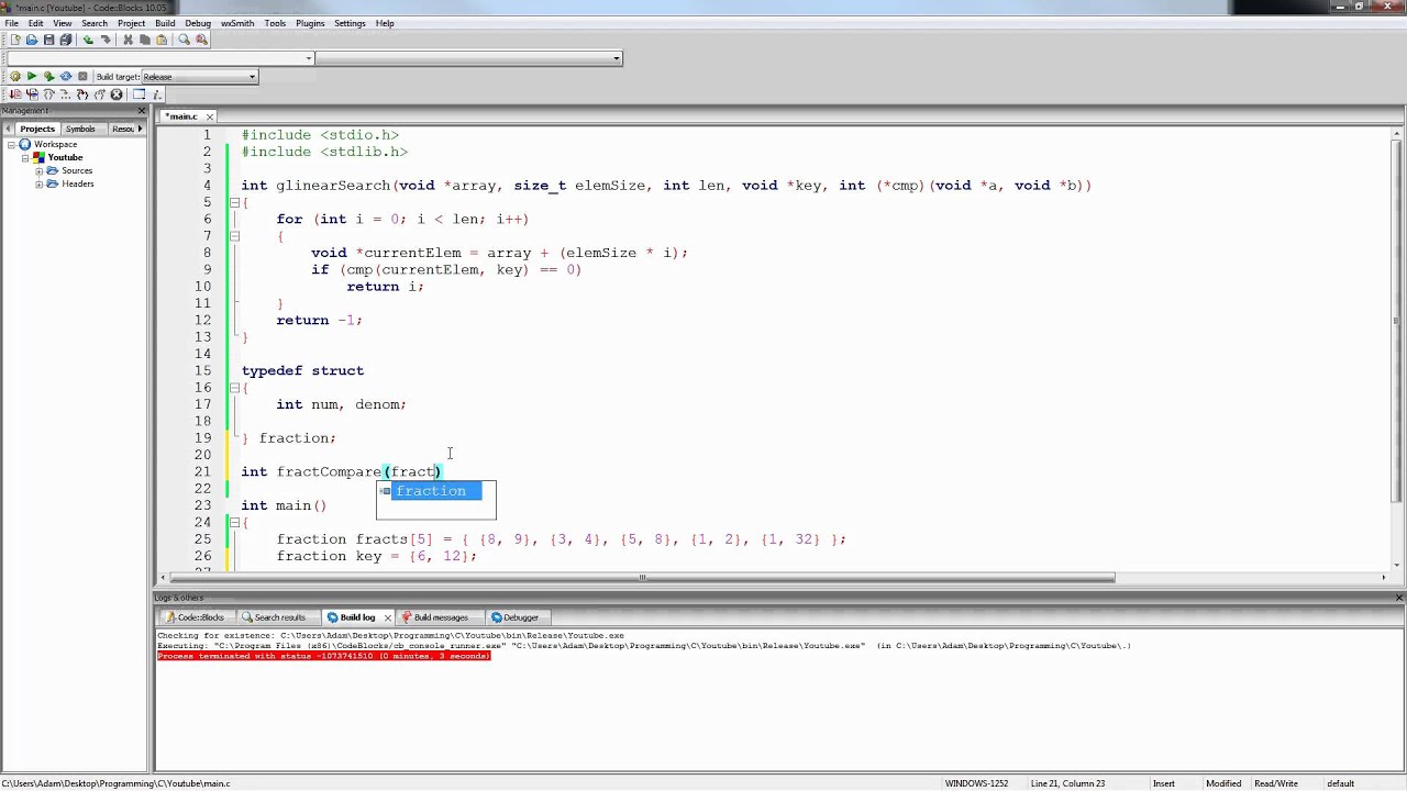 C Programming Tutorial 82 Generic Linear Search Youtube