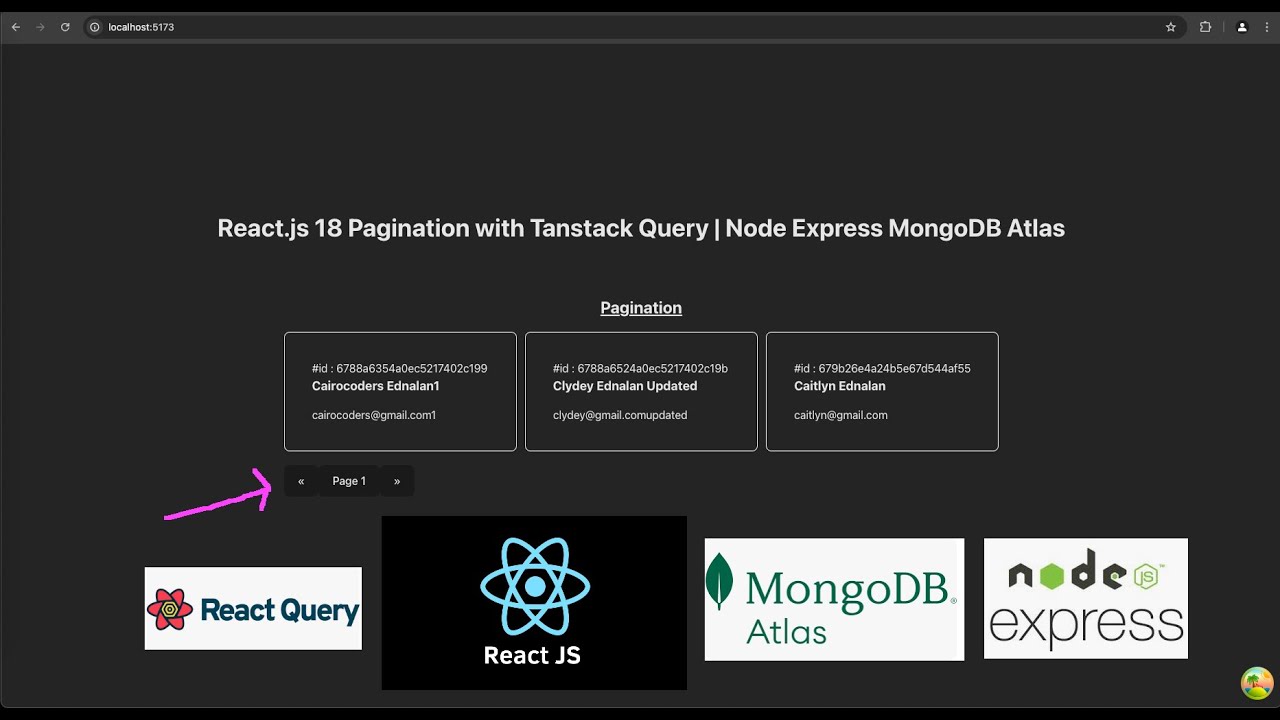 React Js 18 Pagination With Tanstack Query Node Express Mongodb Atlas
