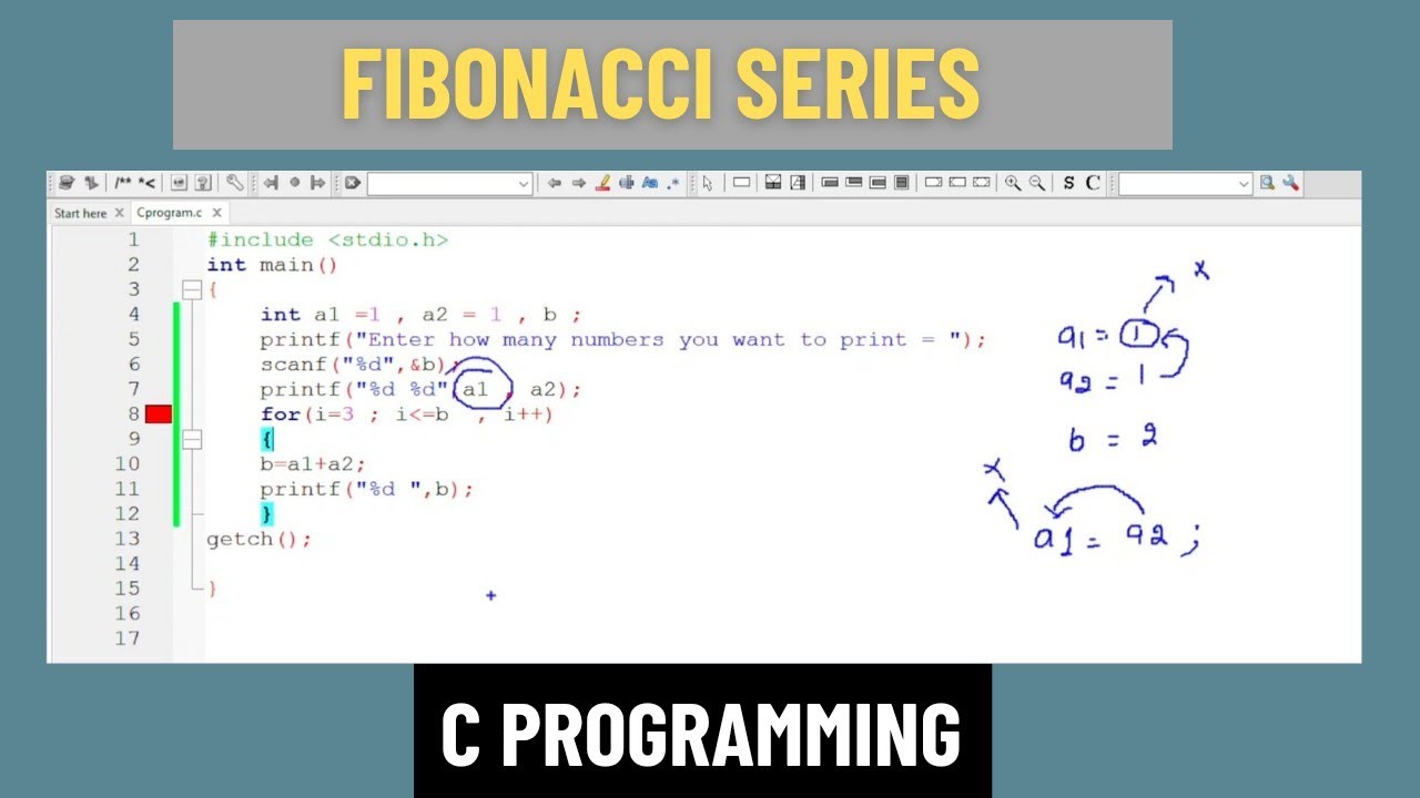 Fibonacci Series C Programming Coding Youtube