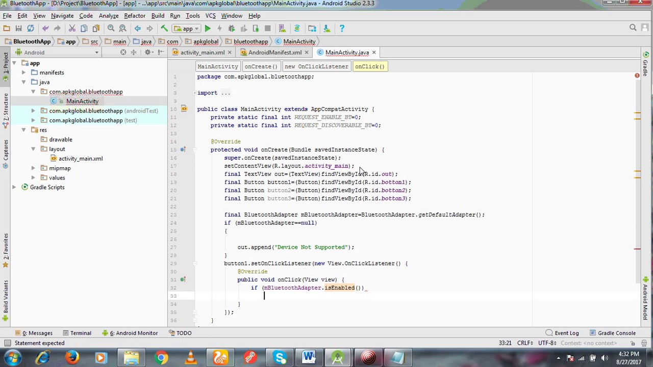 How To Create Bluetooth App In Android Studio Youtube