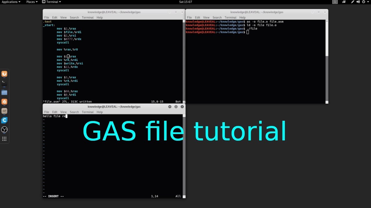 Gas X64 Gnu Assembler File Read Write Tutorial In Linux Youtube