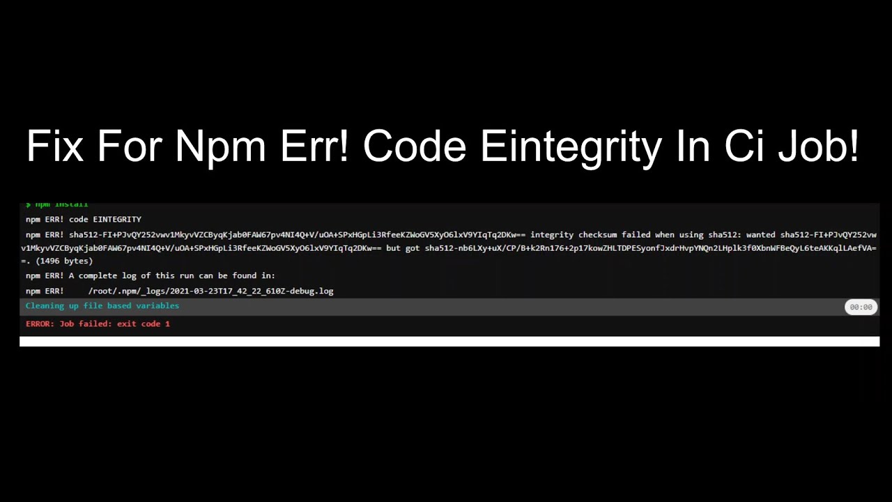 Solved Fix Npm Err Code Eintegrity Youtube