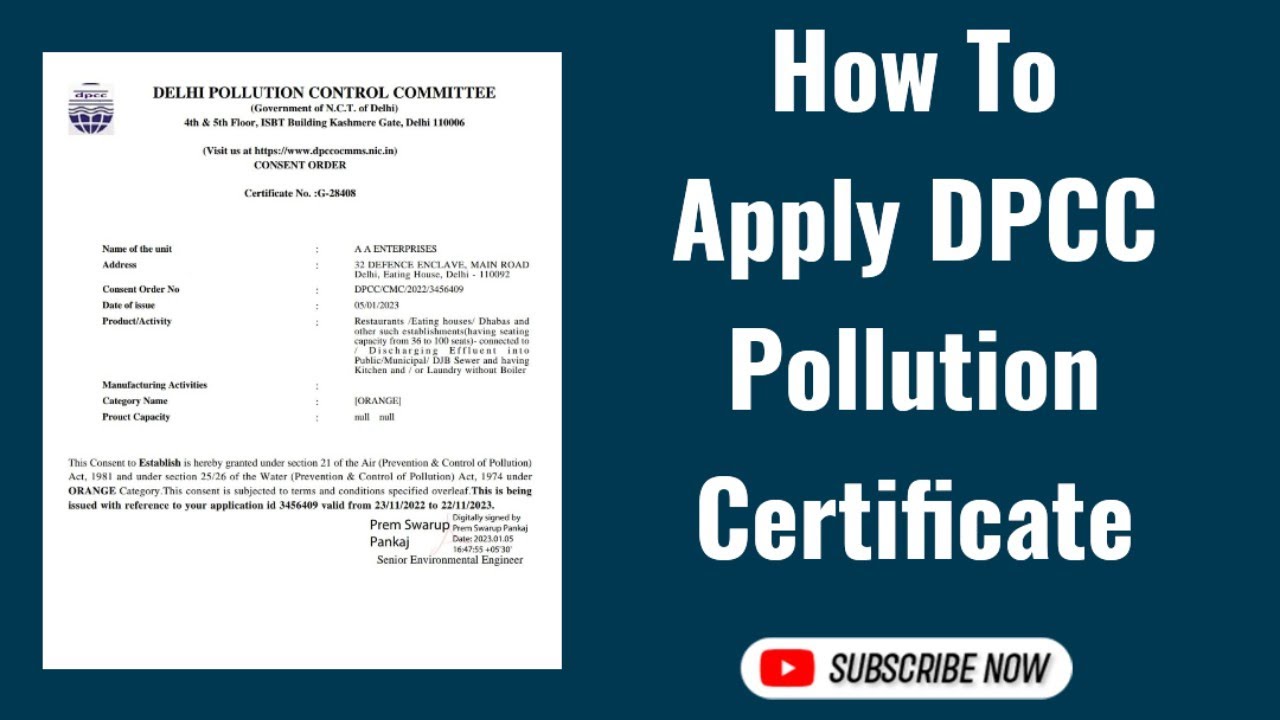 How To Apply Delhi Pollution Control Committee Certificate Dpcc
