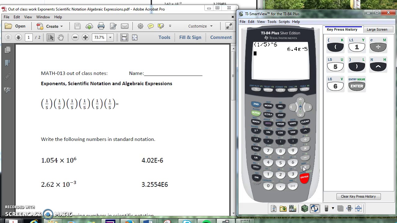 Exponents Using A Ti 84 Youtube