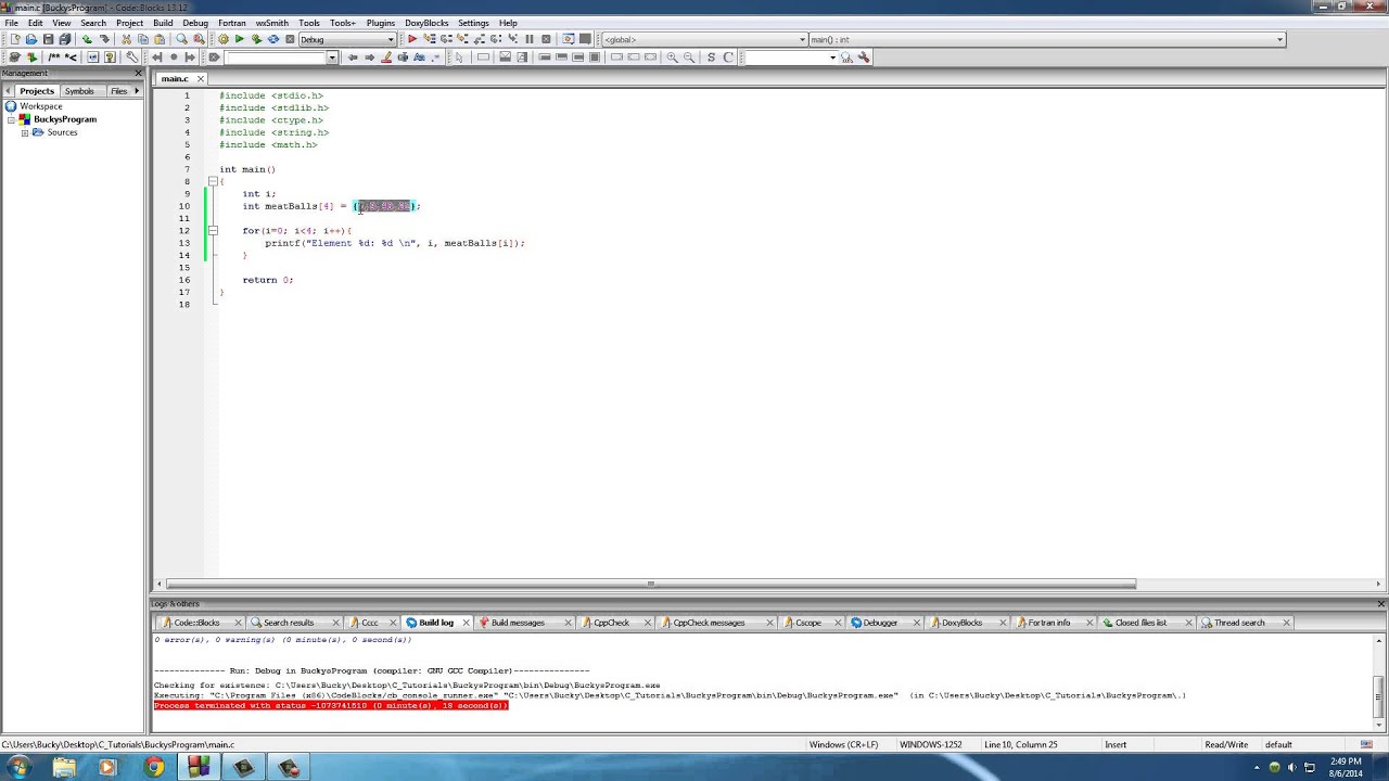 C Programming Tutorial 39 Int And Float Arrays Youtube