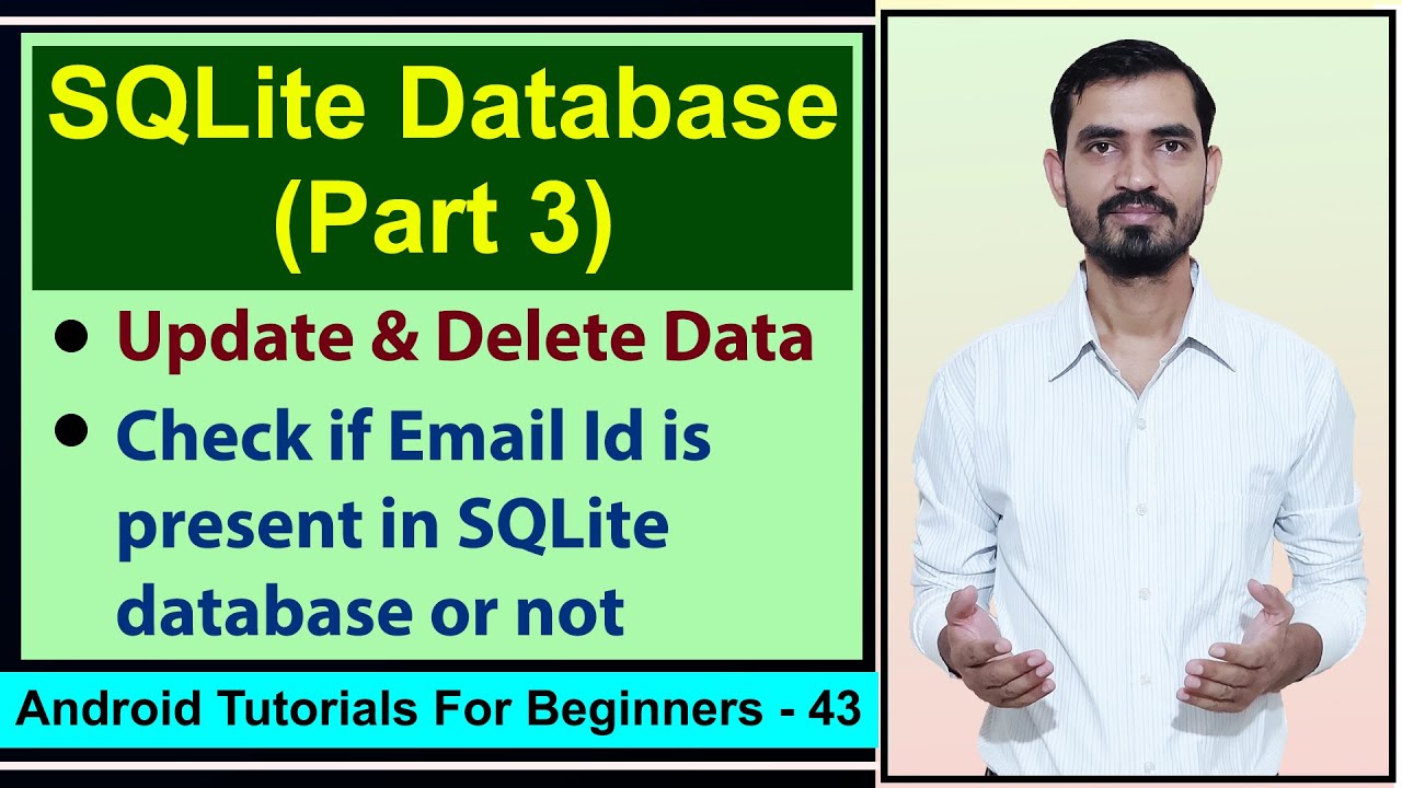 Sqlite Database Tutorial Android Studio Delete And Update Data In