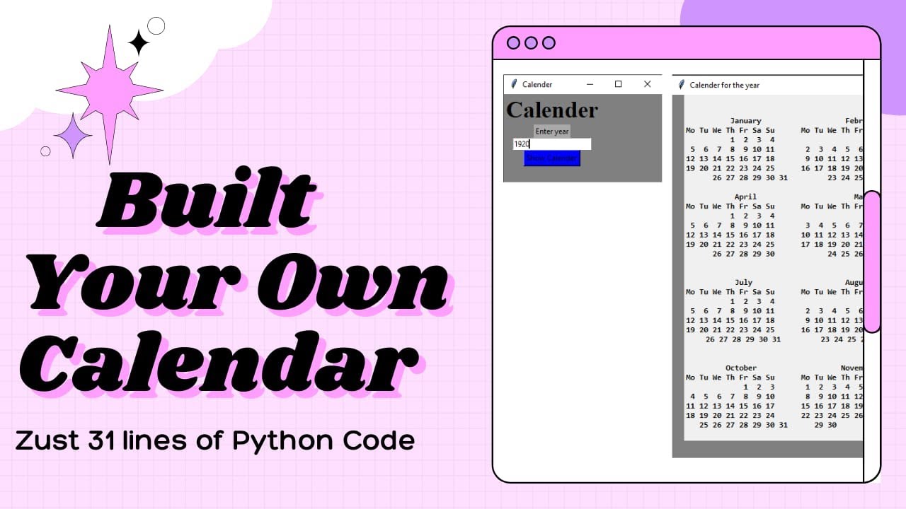 Build Your Own Calendar Python Tkinter Youtube