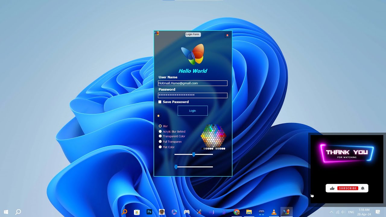 Blur Opacity Transparent Acrylic Winforms C With Source Code Youtube