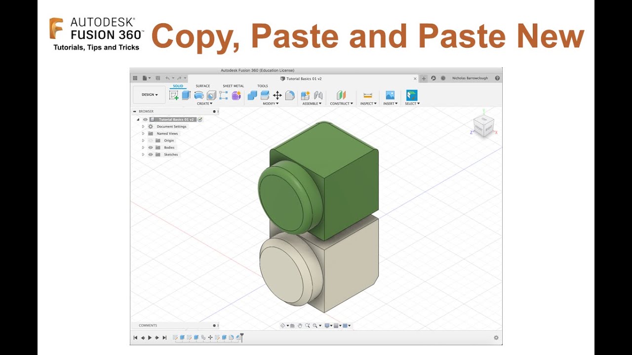 Fusion 360 Copy Paste And Clone Objects Youtube