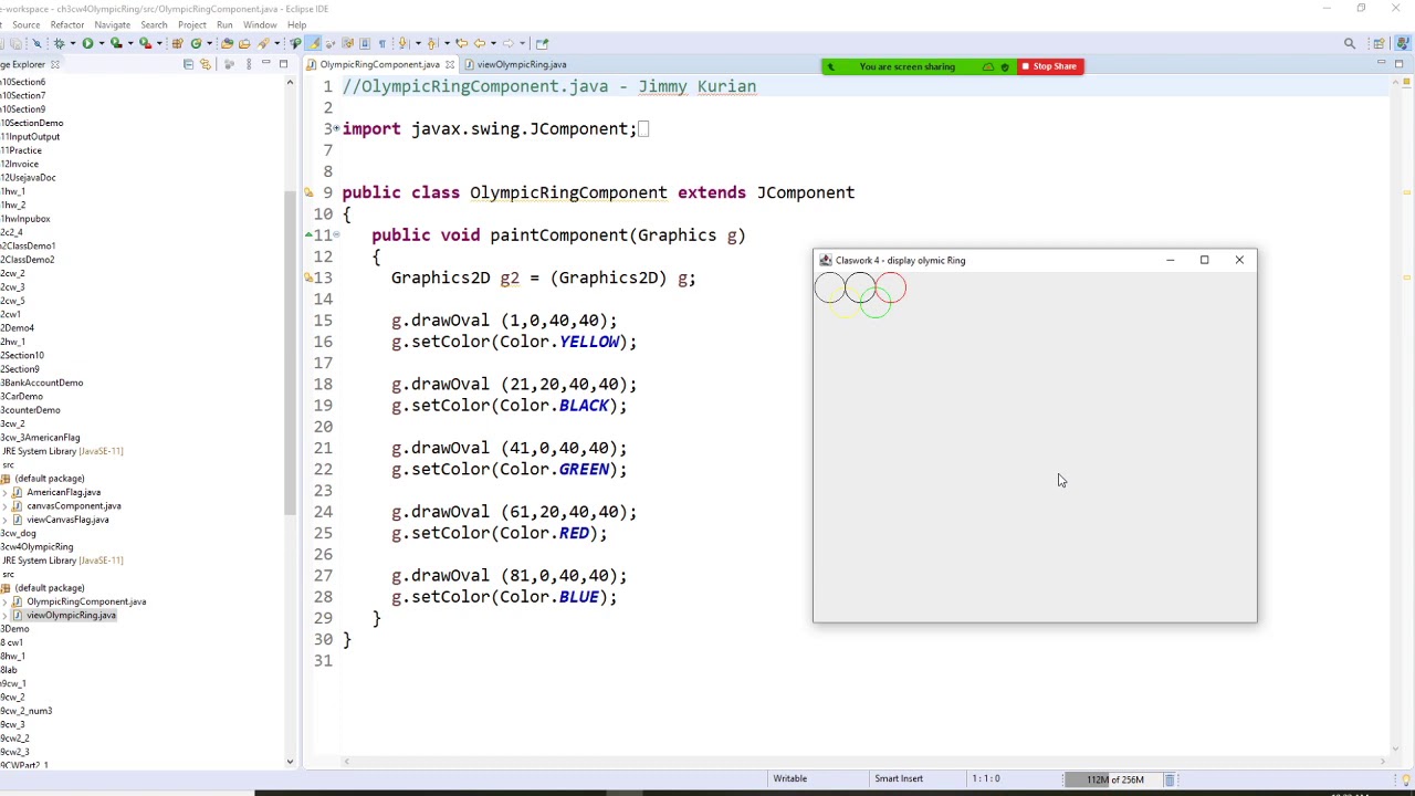 Java Gui Programming Draw An Olympic Ring On A Component Youtube