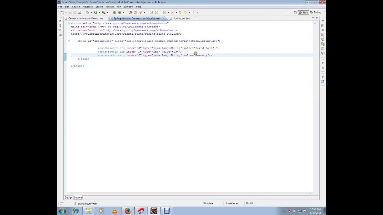 Constructor Injection Spring Framework Demo Tamil Youtube