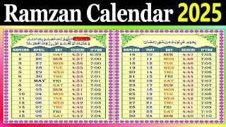 Ramadan Time Table 2025 Ramdan Calendar 2025 2025 Ramzan Calendar ...