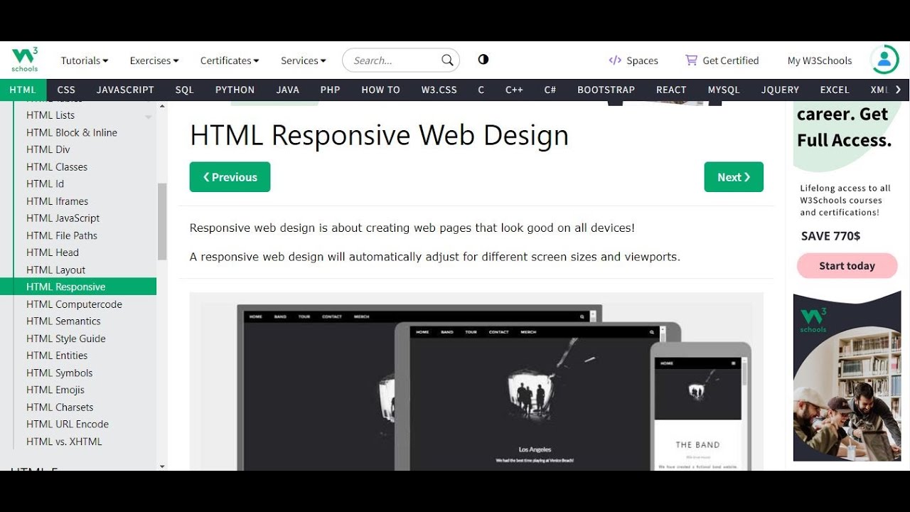 W3schools Html Tutorial 19 Html Responsive Youtube