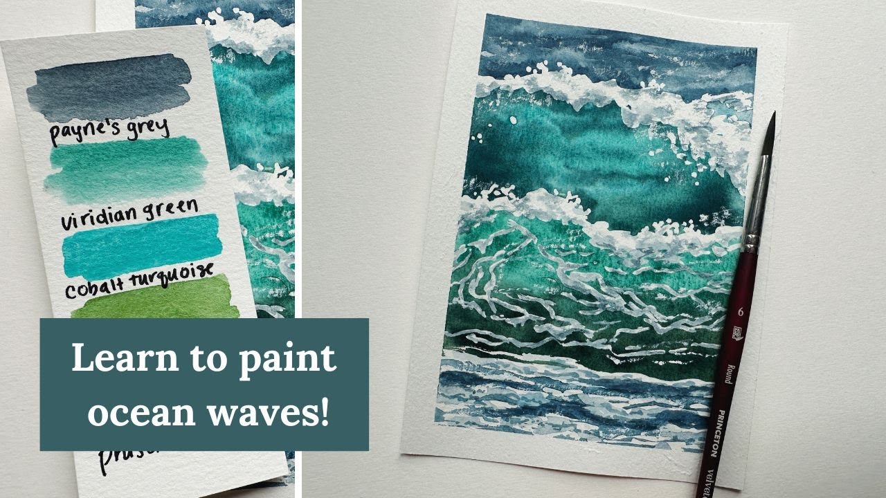 Watercolor Tutorial Ocean Waves Landscape Step By Step Seascape