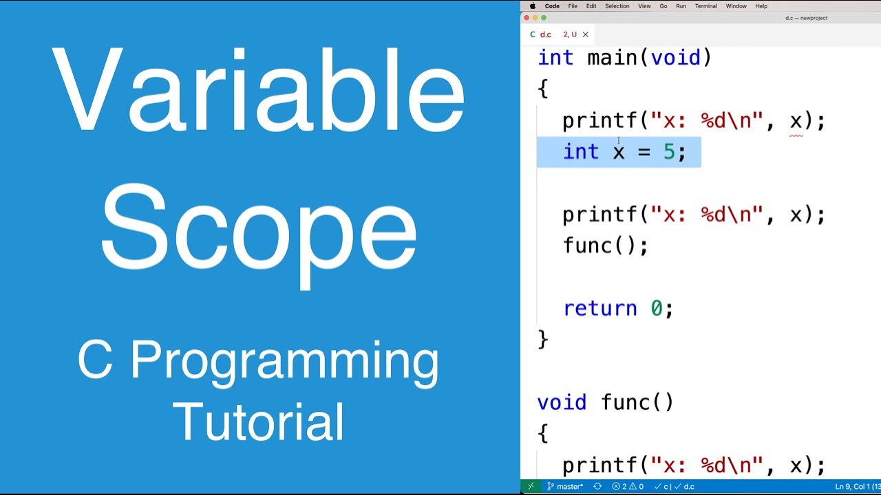 Variable Scope C Programming Tutorial Youtube