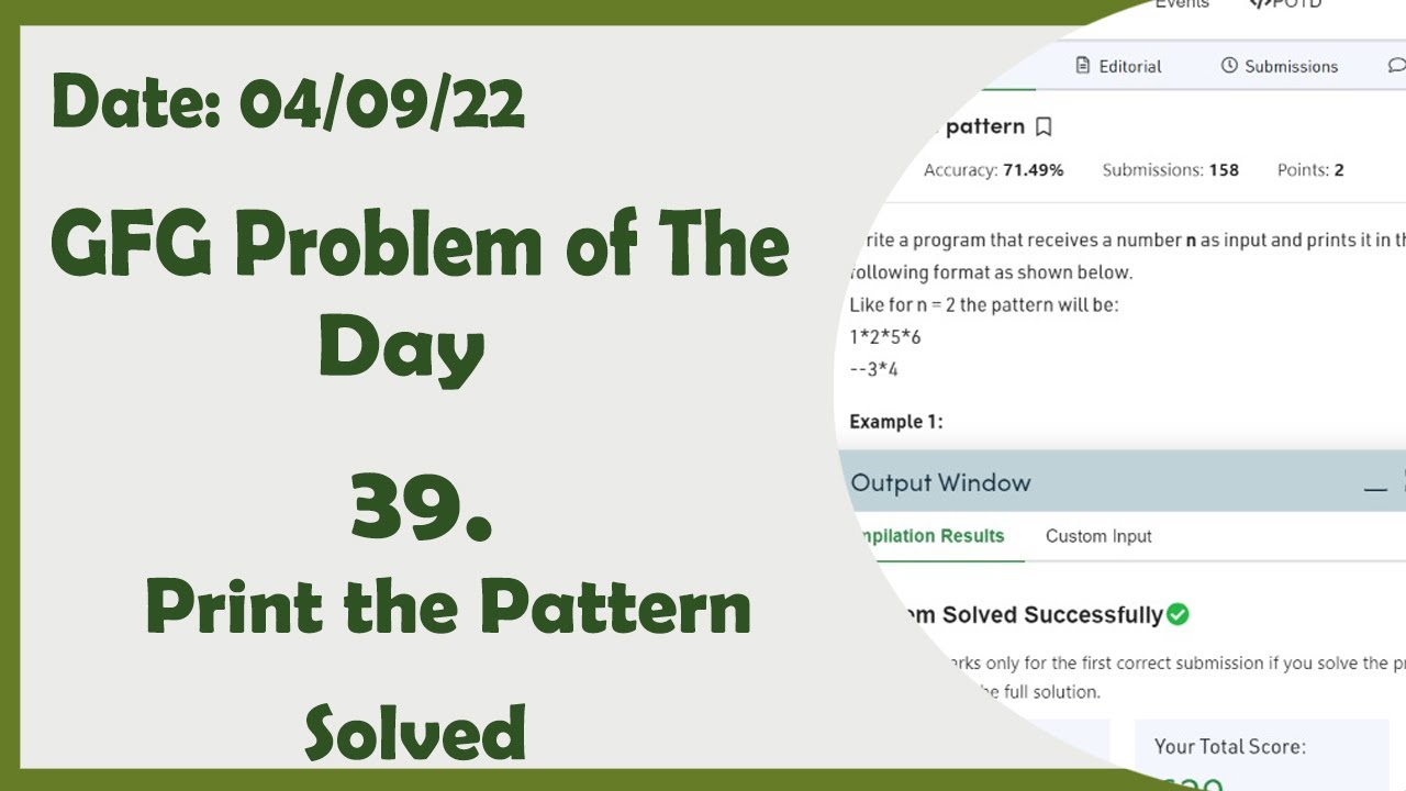 Print The Pattern C Gfg Daily Problem Youtube